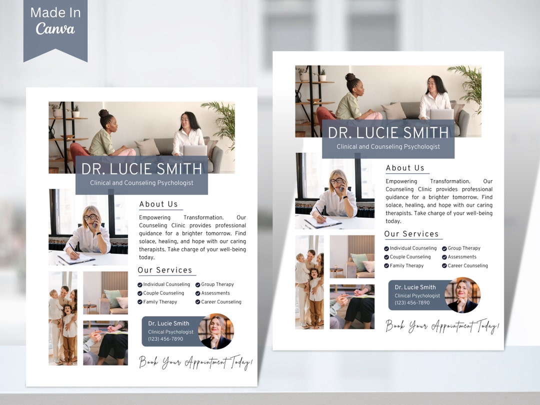Counseling Psychology Therapy Flyer Templates Design, Editable ...