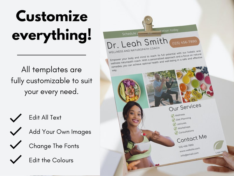 Wellness Coach Flyer Template, DIY Canva Flyer Template, Marketing ...