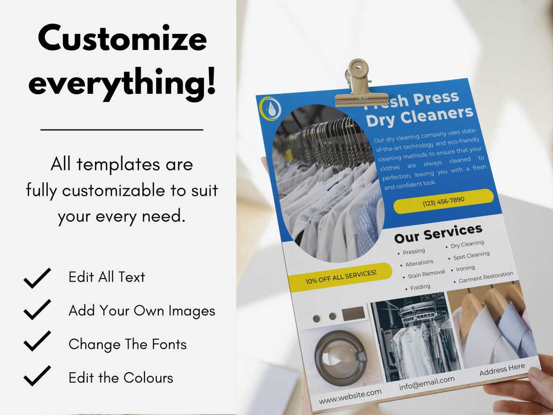 Dry Cleaning Service Flyer, DIY Sheet, Dry Cleaning Service, Laundry ...