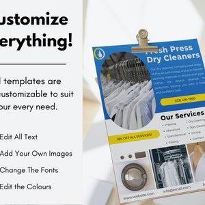 Dry Cleaning Service Flyer, DIY Sheet, Dry Cleaning Service, Laundry ...