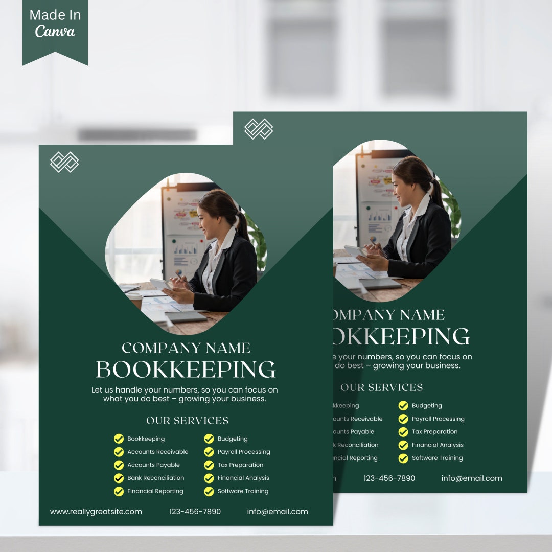 Bookkeeper Flyer Template, Printable Business Flyer Design, Bookkeeping ...