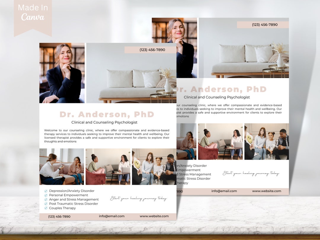 Counseling Psychology Therapy Flyer Templates Design, Editable ...