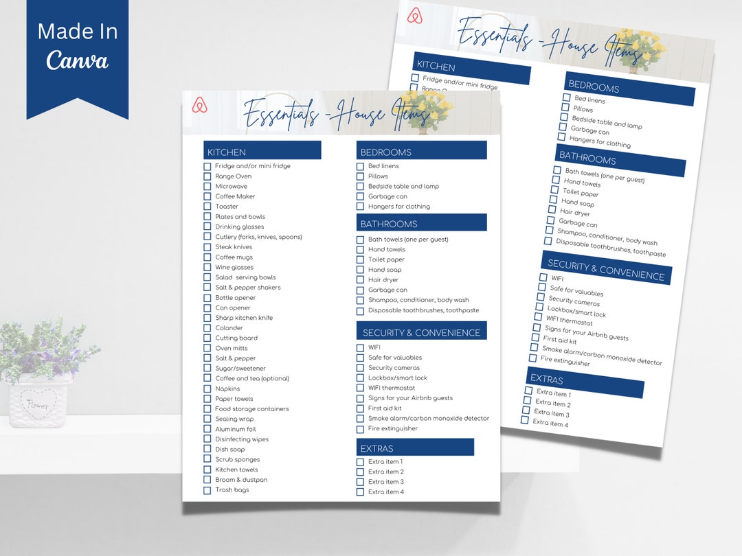 Airbnb Inventory Checklist, Airbnb Essentials, Housekeeping Checklist ...