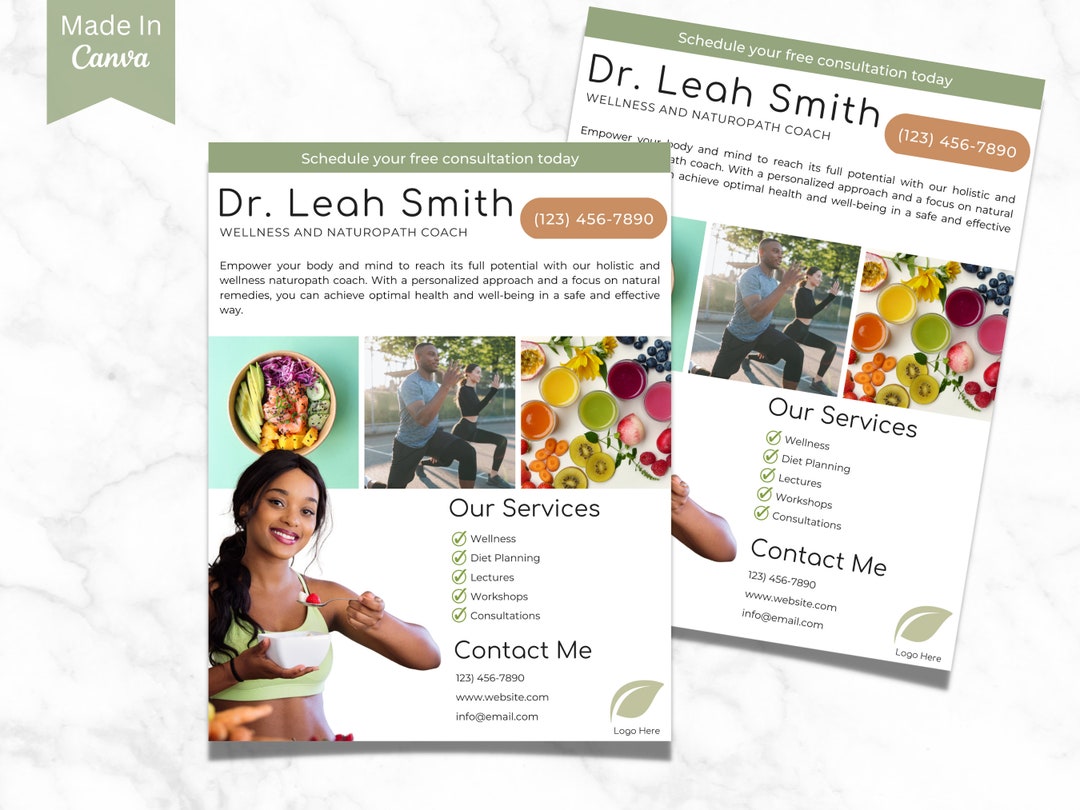 Wellness Coach Flyer Template, DIY Canva Flyer Template, Marketing ...