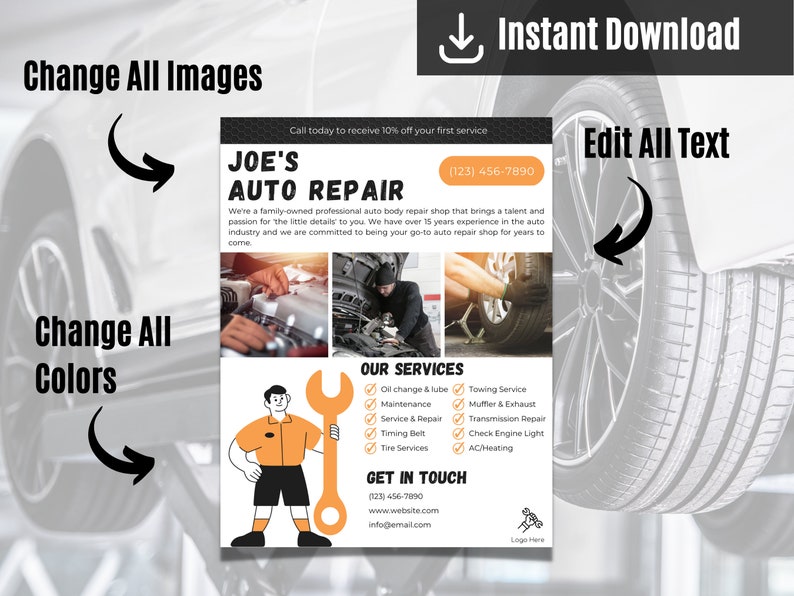 Auto Body Flyer DIY Flyer Template Design Car Repair Flyer - Etsy