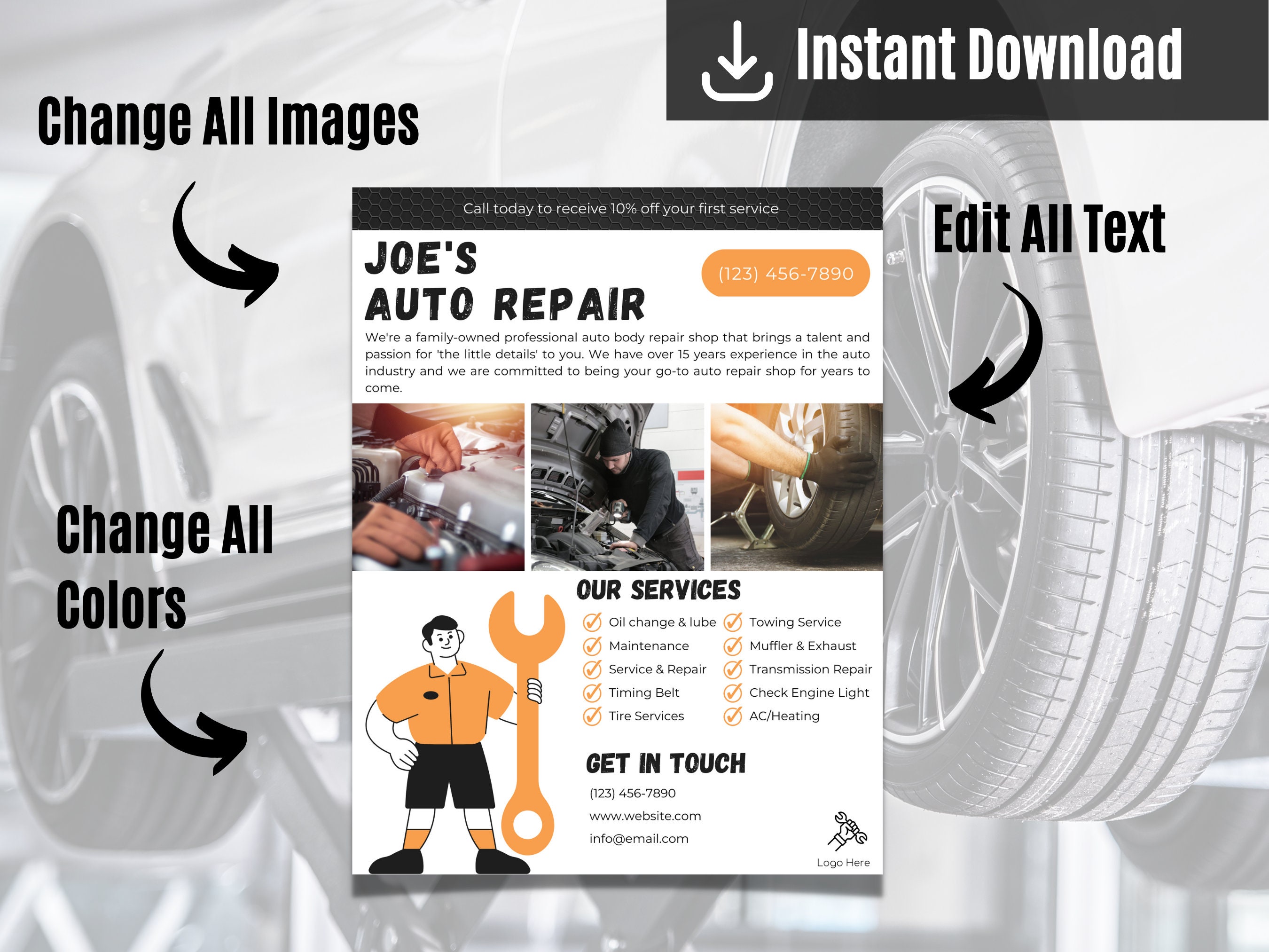 Auto Body Flyer DIY Flyer Template Design Car Repair Flyer - Etsy