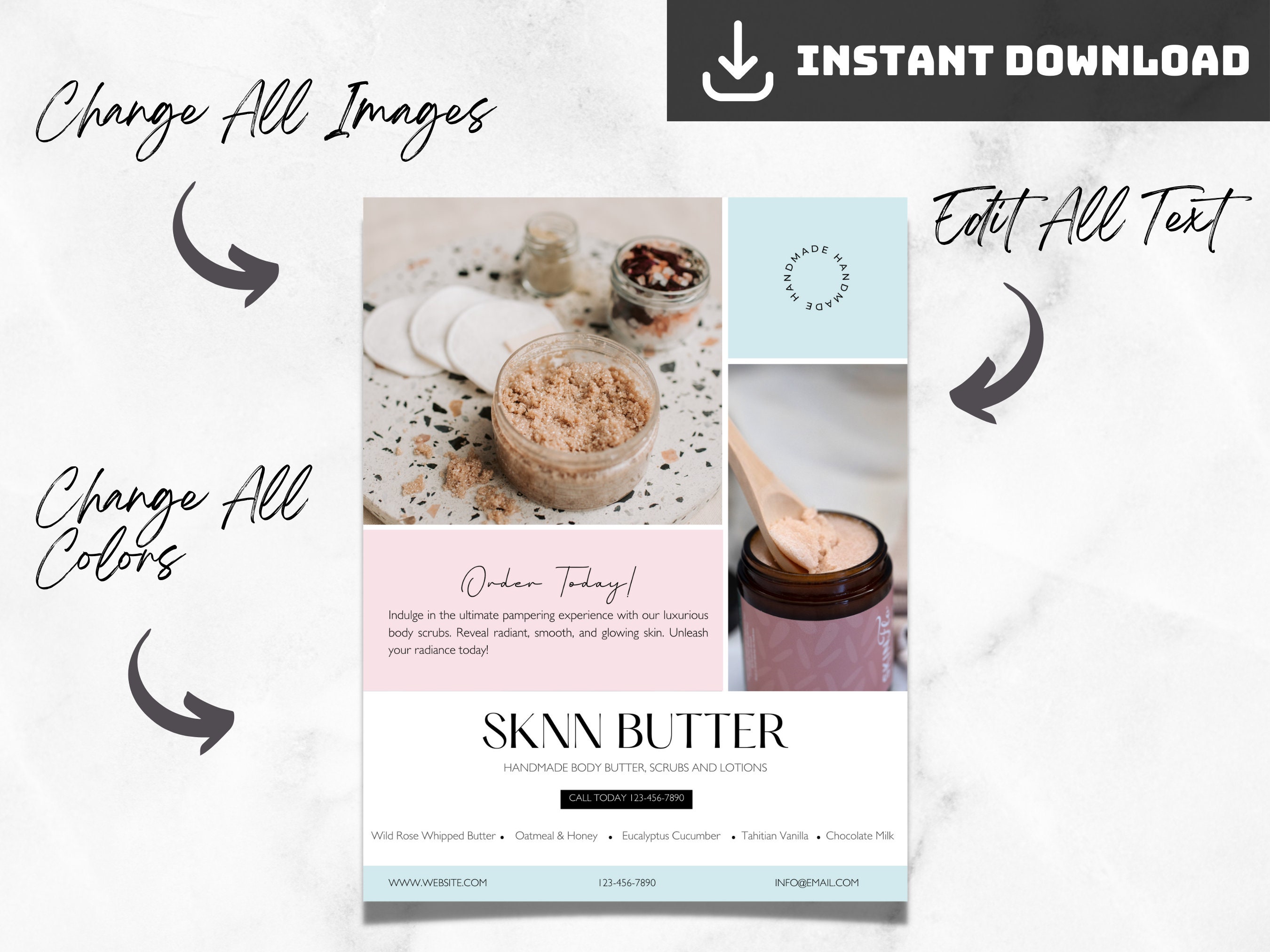 Body Scrub Flyer Template, Editable Handmade Body Scrub Small Business ...
