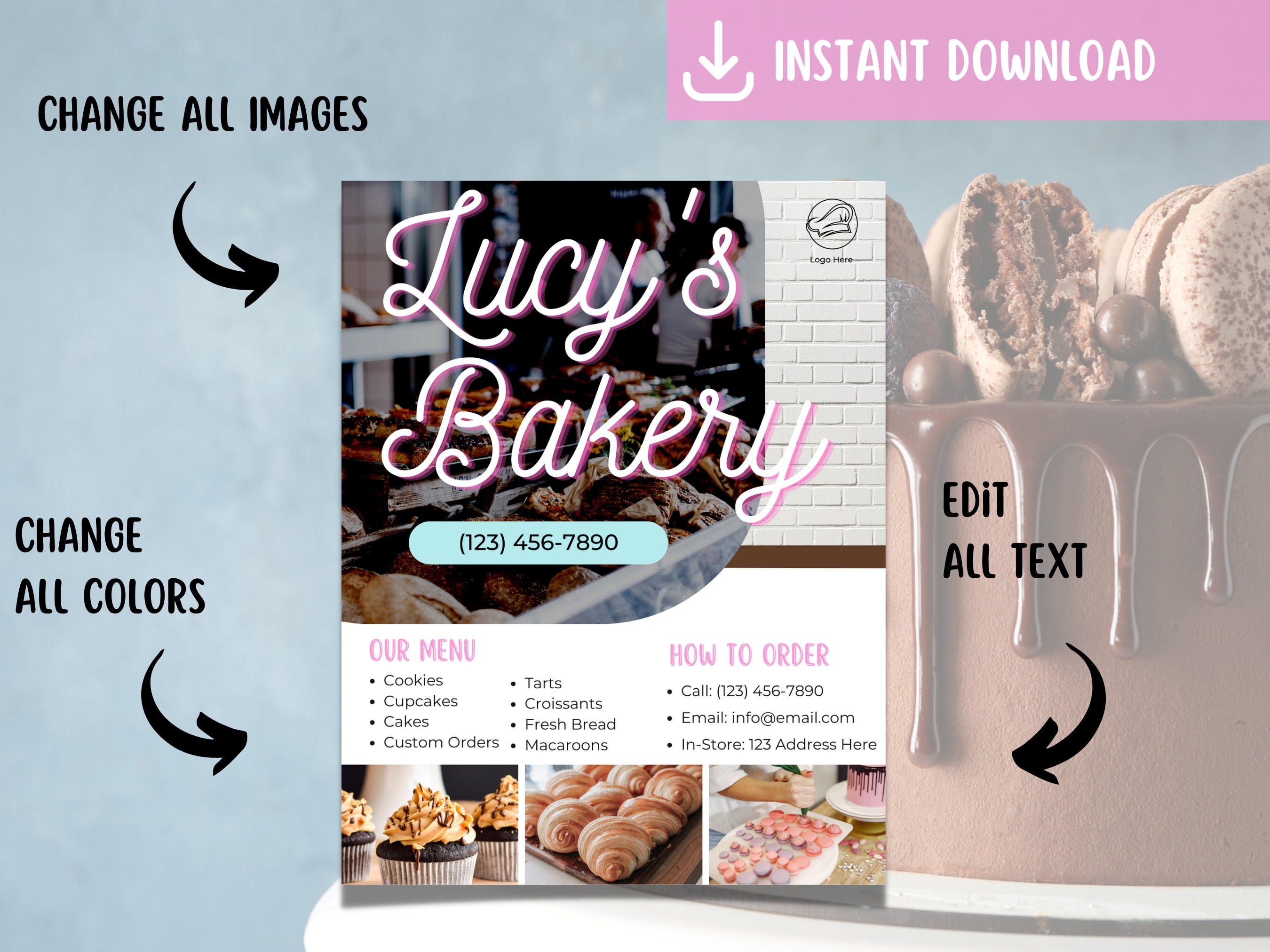 Cake Flyer Template, Cupcake Cake Business Flyer, Baking Dessert Flyer ...