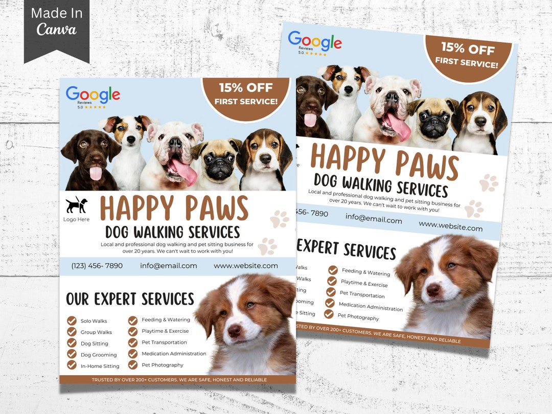 Dog Walking Flyer Poster Leaflet, Pet Sitting Flyer Poster Leaflet, Pet ...