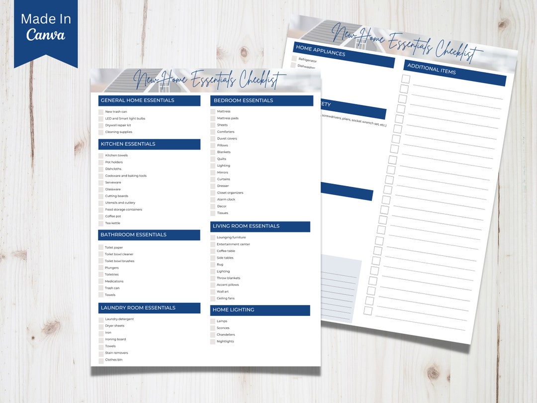New Home Essentials Checklist, New Home Checklist Printable, First Home ...