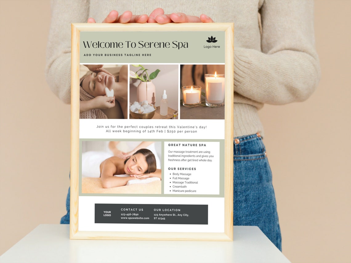 DIY Massage Spa Beauty Flyer Templates Design, Editable Printable ...