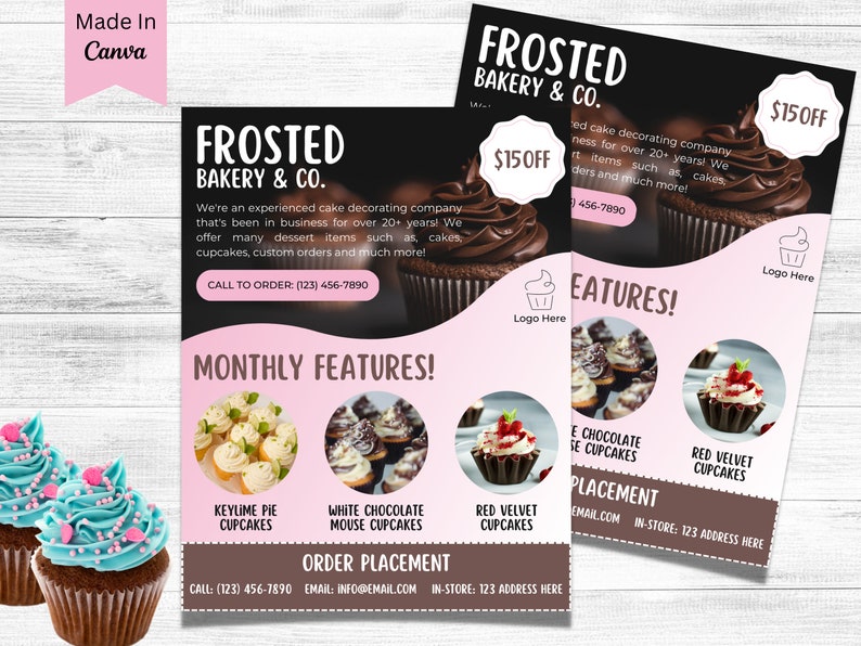 Cake Flyer Template, Cupcake Cake Business Flyer, Baking Dessert Flyer ...