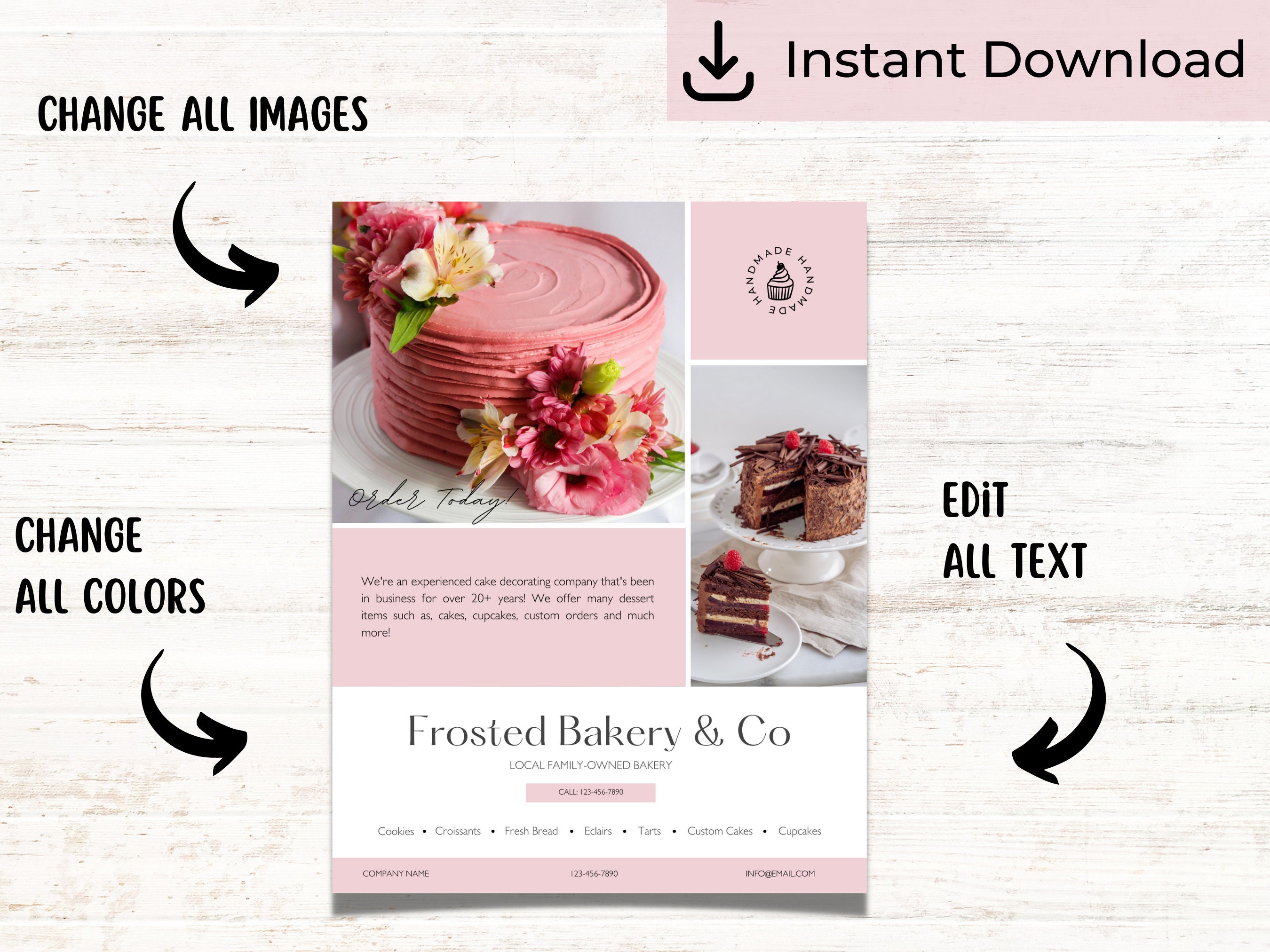 Cake Flyer Template Cupcake Cake Business Flyer Baking - Etsy