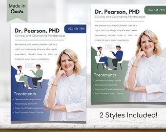 Counseling Psychology Therapy Flyer Templates Design, Editable ...