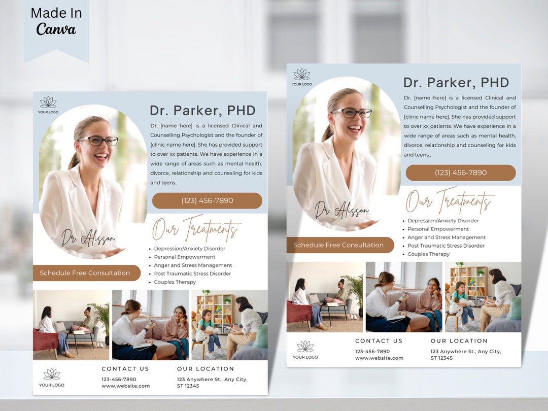 Counseling Psychology Therapy Flyer Templates Design, Editable ...