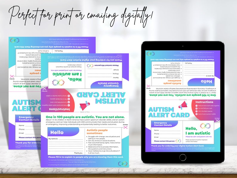 Autism Card Autism ID Card Autism Medical Card Autistic - Etsy