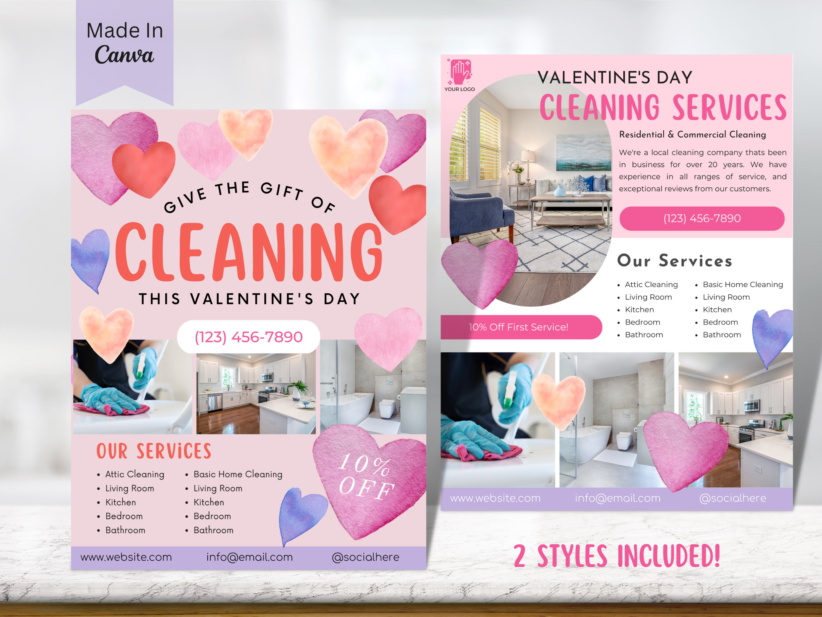 Valentines Day Cleaning Service Flyer, Cleaning Service Poster ...