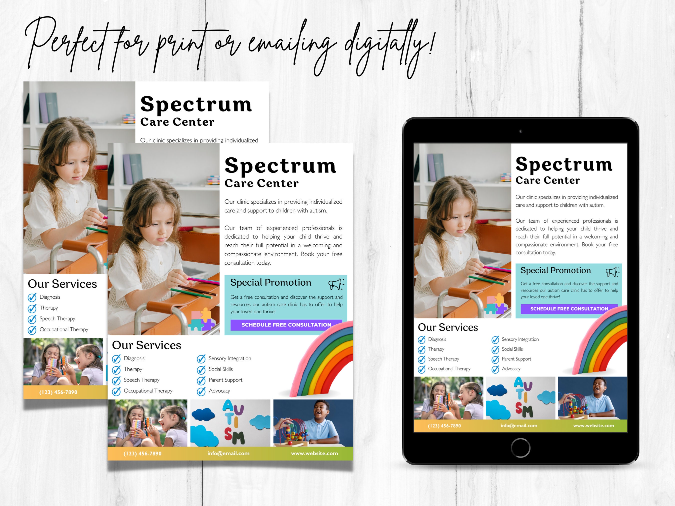 Autism Awareness Flyer Templates Design, Autism Therapy Editable ...
