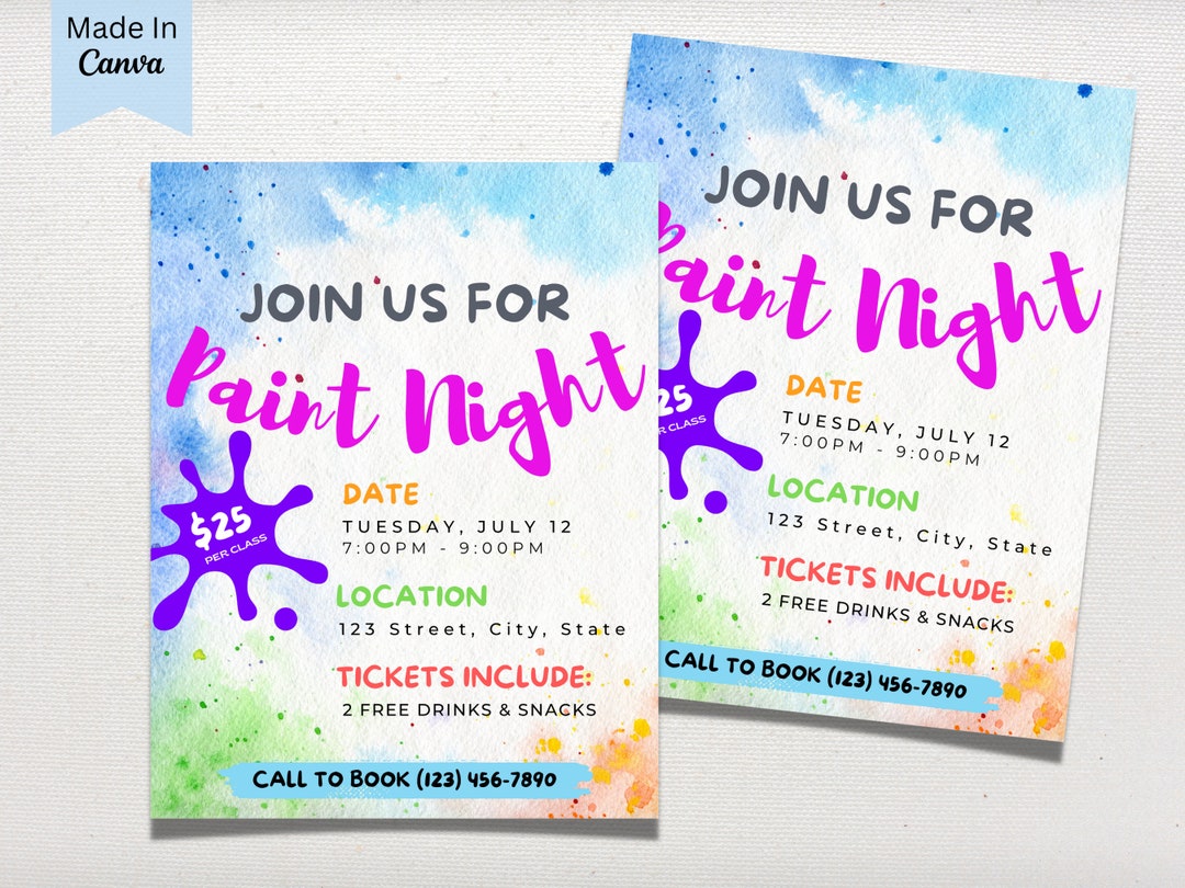 Editable Paint Night Template, Sip and Paint Flyer, DIY Paint and Sip ...