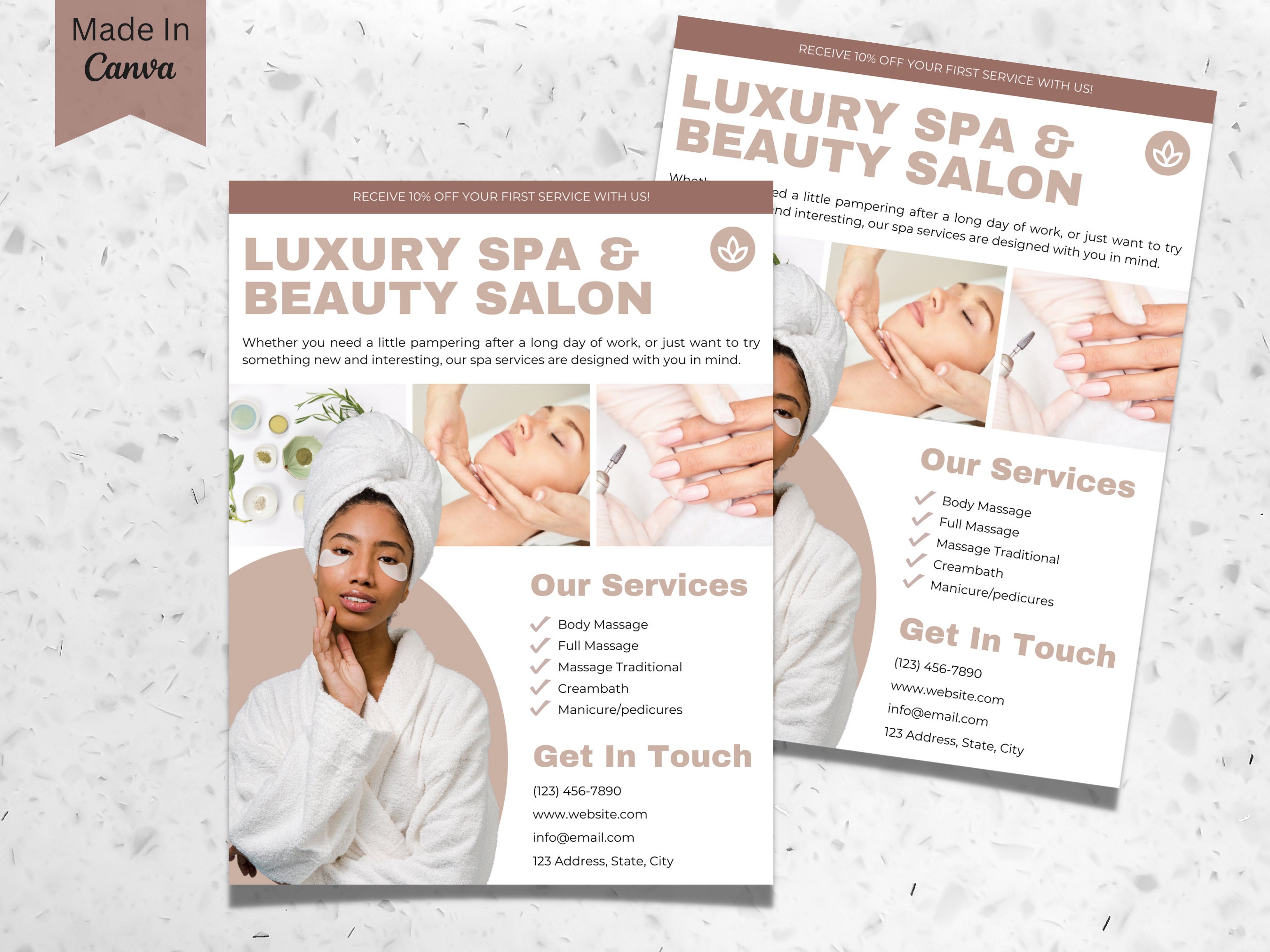DIY Massage Spa Beauty Flyer Templates, Editable Printable, Instant ...