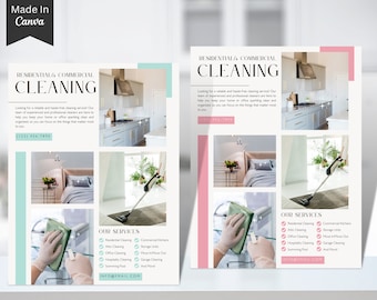 Cleaning Service Flyer, DIY Sheet, Cleaning Service Poster, Housekeeping Flyer, Editable ...