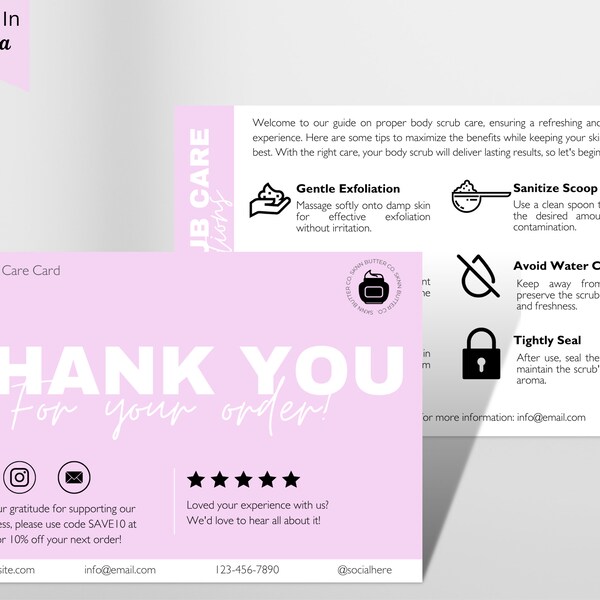 Body Scrub Care Card - Etsy