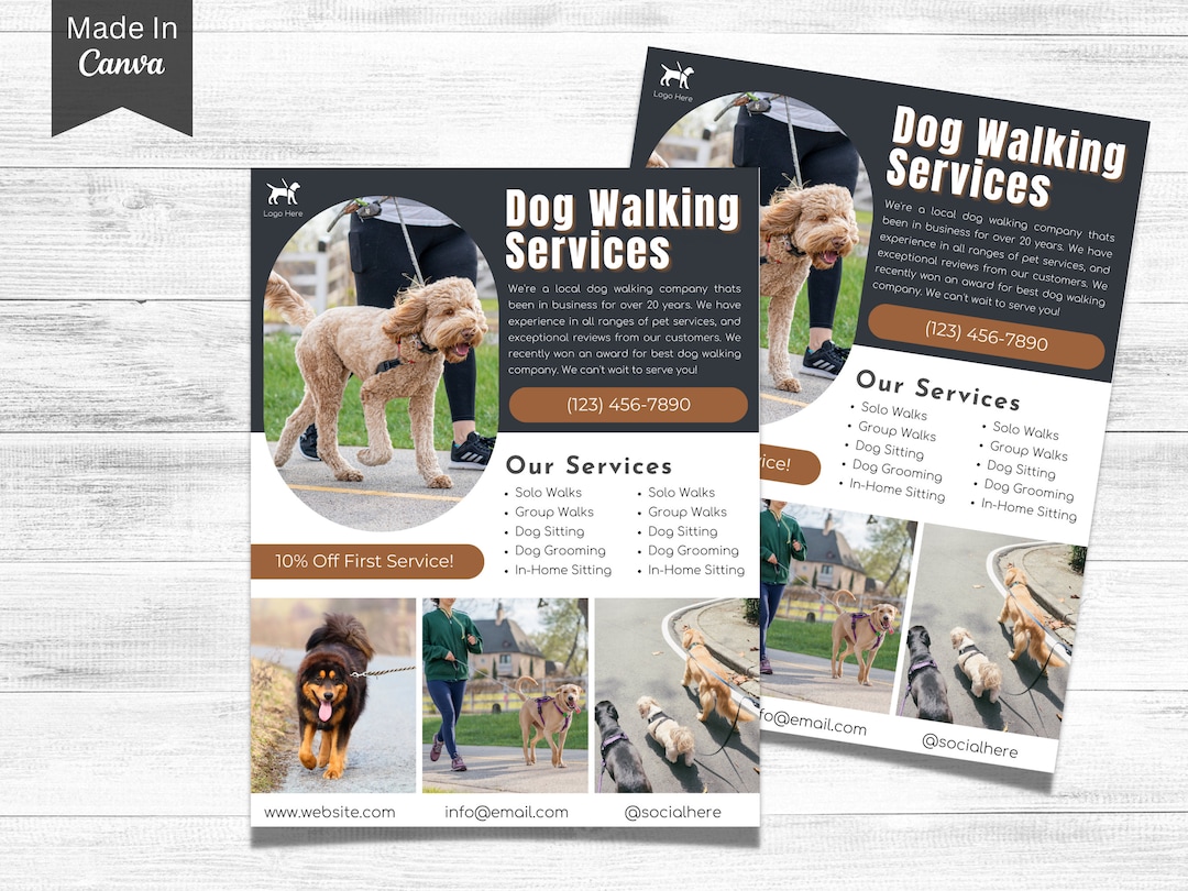 Dog Walking Flyer Poster Leaflet, Pet Sitting Flyer Poster Leaflet, Pet ...