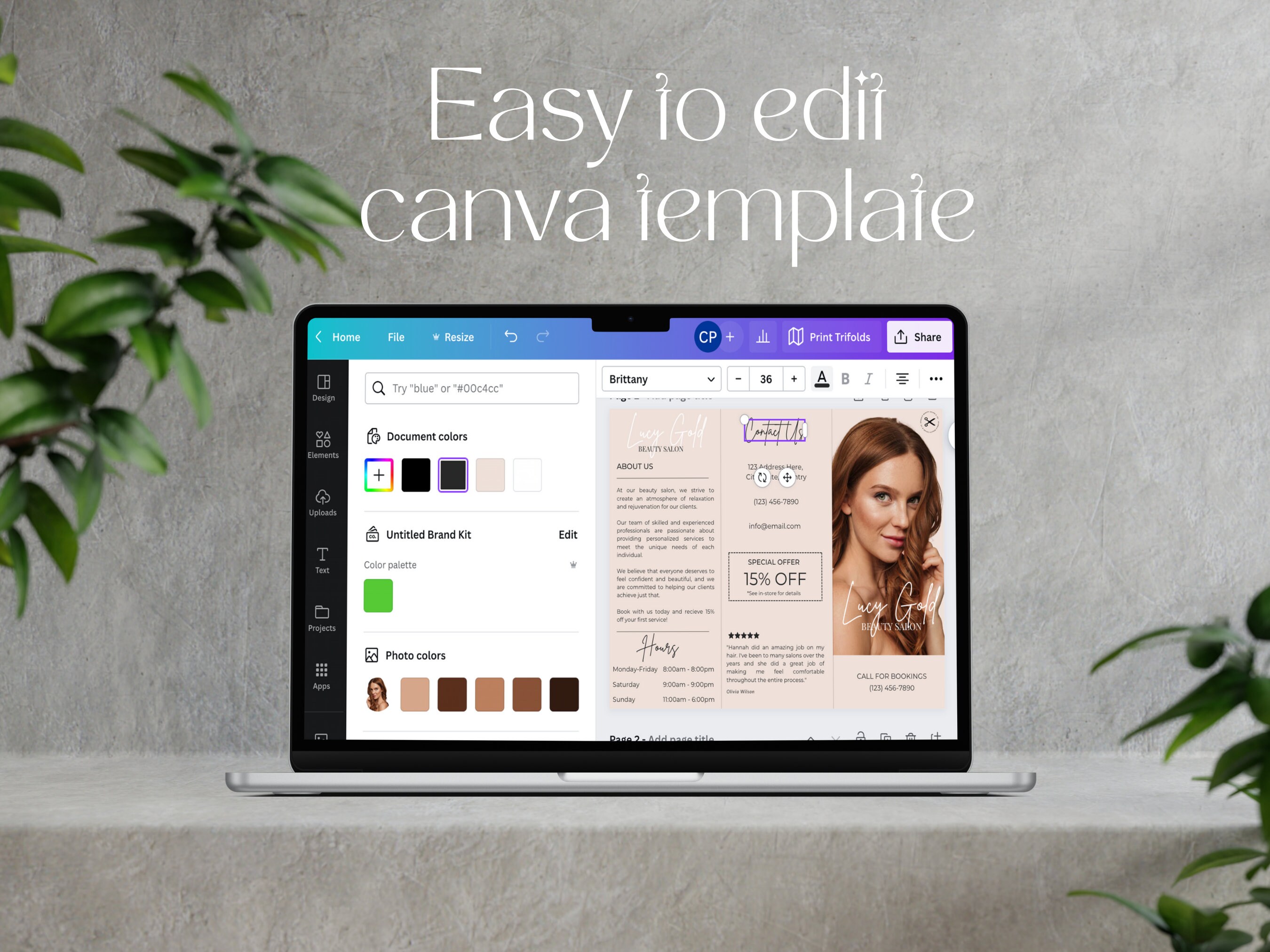 Beauty Salon Trifold Brochure Template, Editable Beauty Salon Price ...