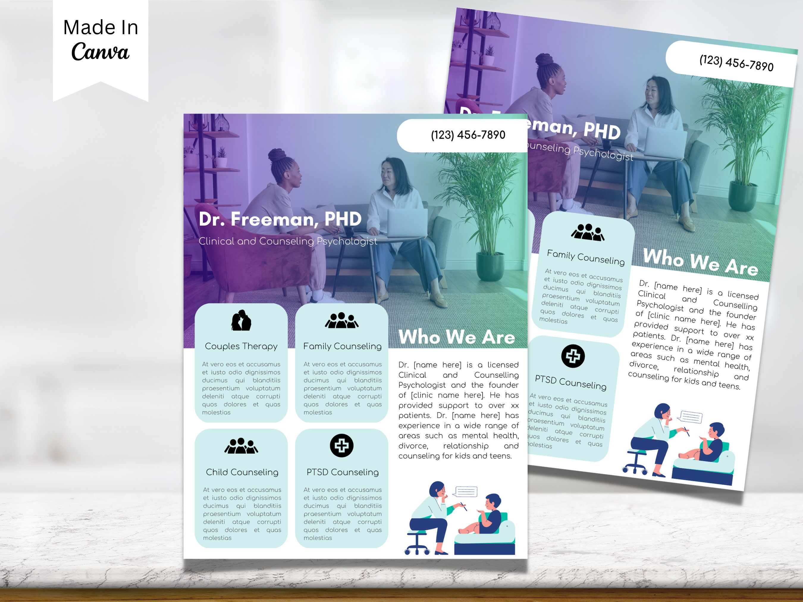 Counseling Psychology Therapy Flyer Templates Design, Editable ...