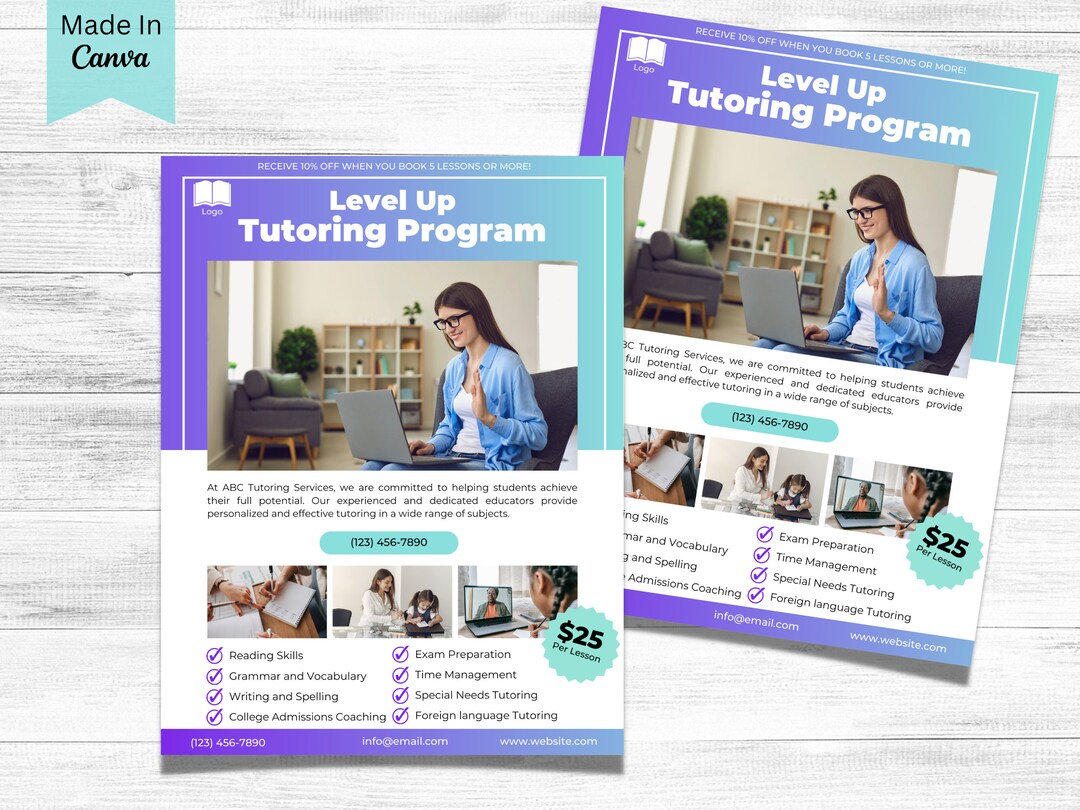DIY Tutoring Flyer Templates Design, Teacher Private Lesson Course ...