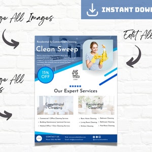 Cleaning Service Flyer, DIY Sheet, Cleaning Service Poster, Housekeeping Flyer, Editable ...