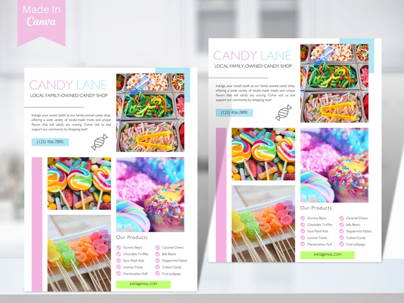 Candy Shop Flyer DIY Canva Candy Shop Flyer Template - Etsy