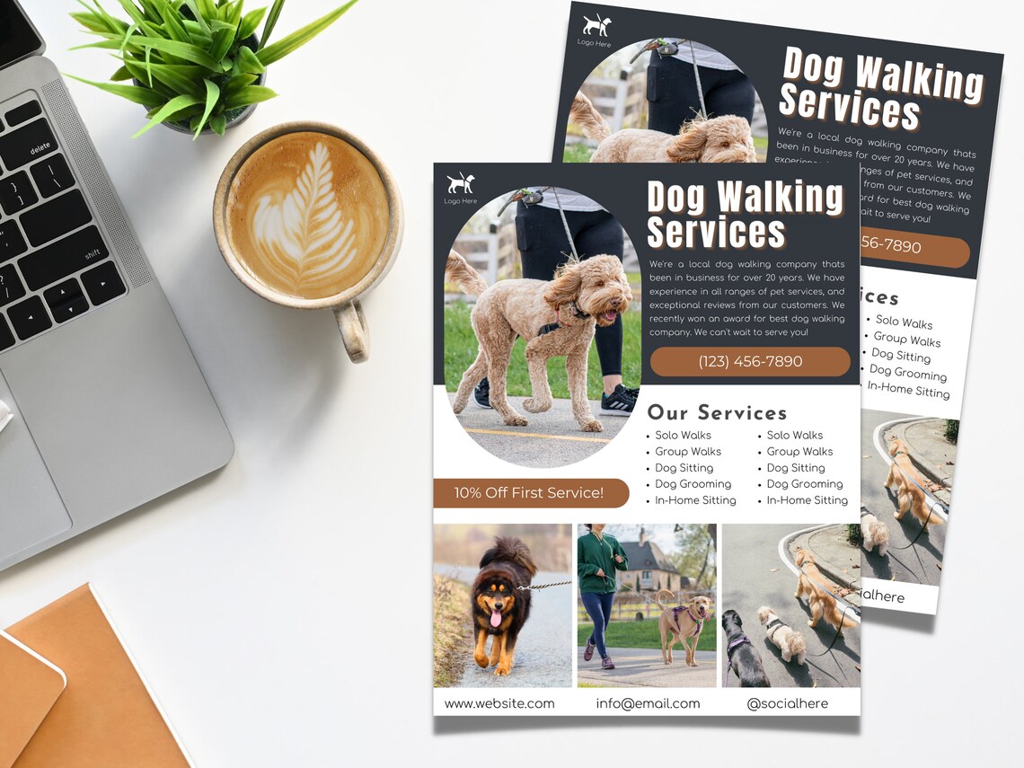 Dog Walking Flyer Poster Leaflet, Pet Sitting Flyer Poster Leaflet, Pet ...