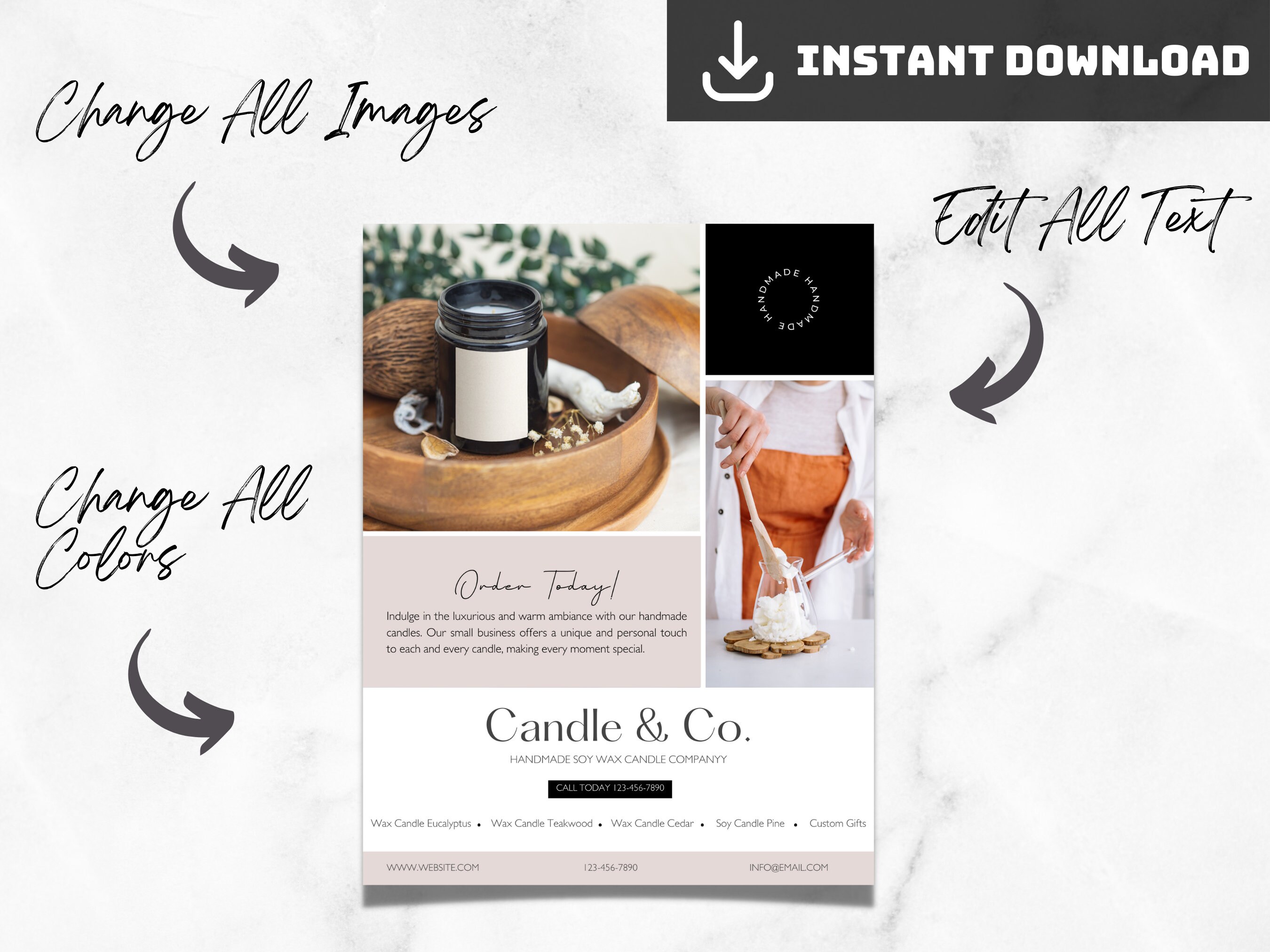Soy Wax Candles Flyer Template Editable Handmade Candle - Etsy