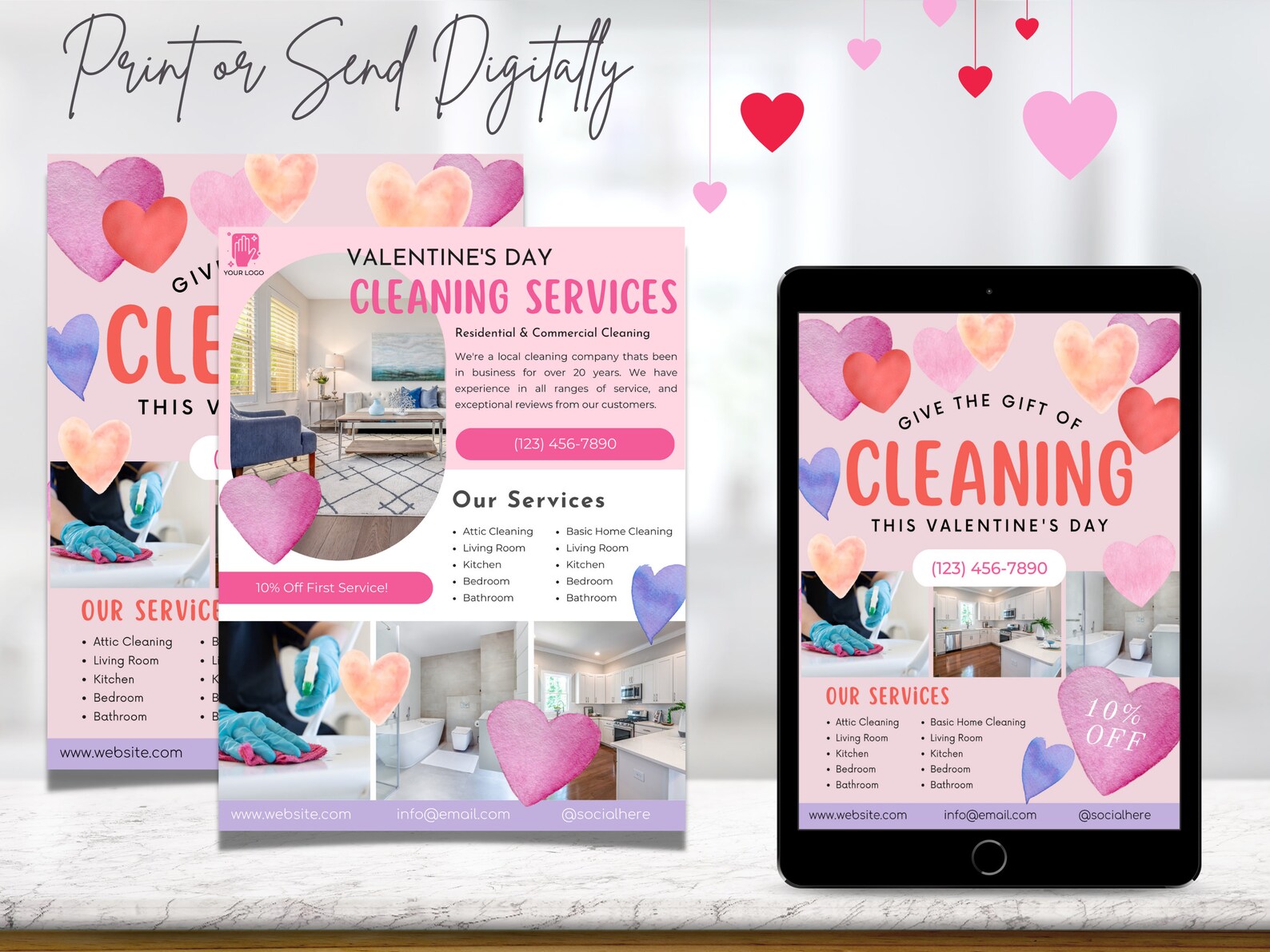 Valentines Day Cleaning Service Flyer, Cleaning Service Poster ...