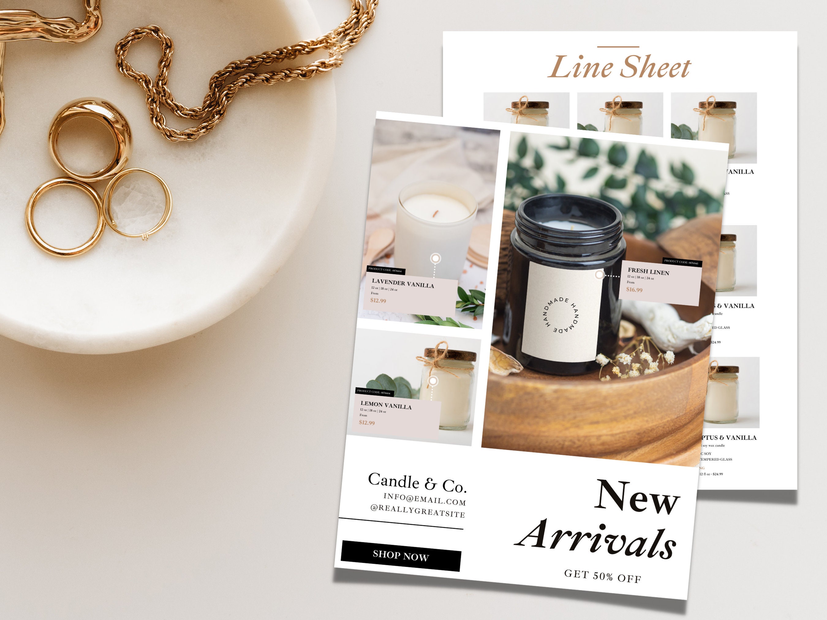 Candle Line Sheet Flyer, Line Sheet for Wholesale, Price List Template ...