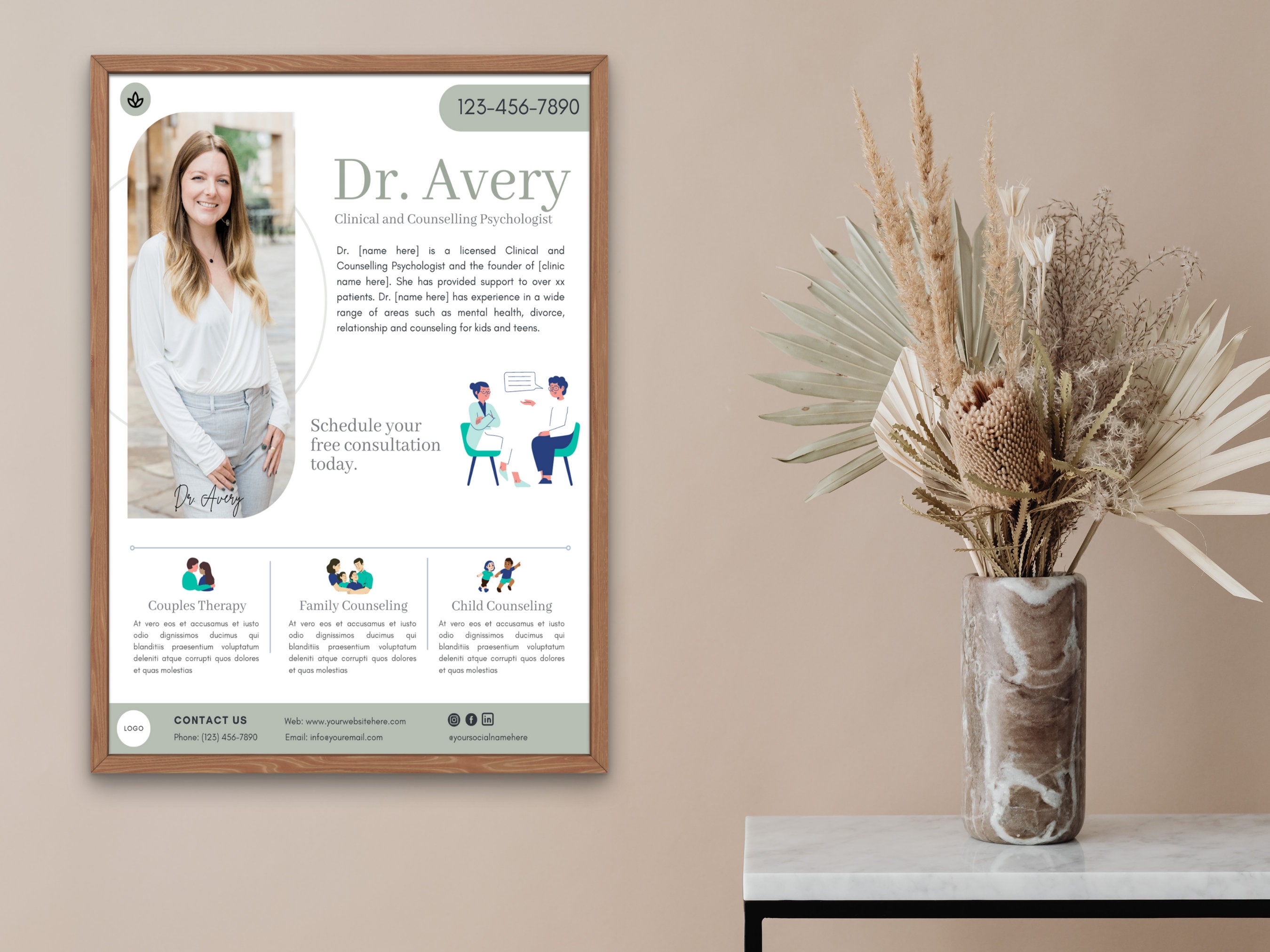 Counseling Psychology Therapy Flyer Templates Design, Editable ...