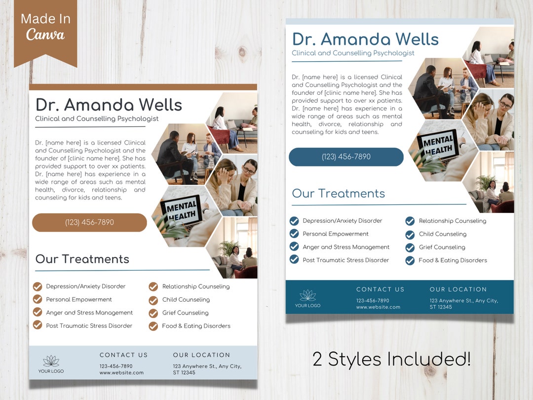 Counseling Psychology Therapy Flyer Templates Design, Editable ...