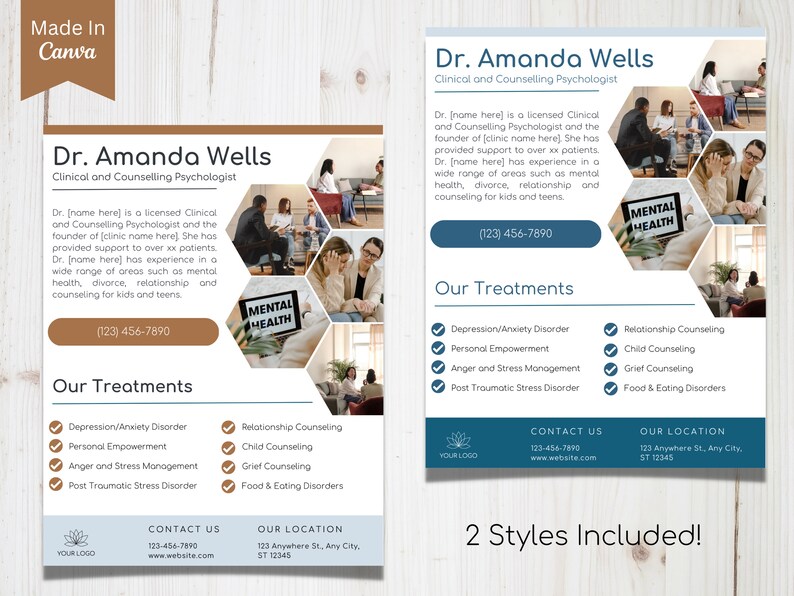Counseling Psychology Therapy Flyer Templates Design, Editable ...