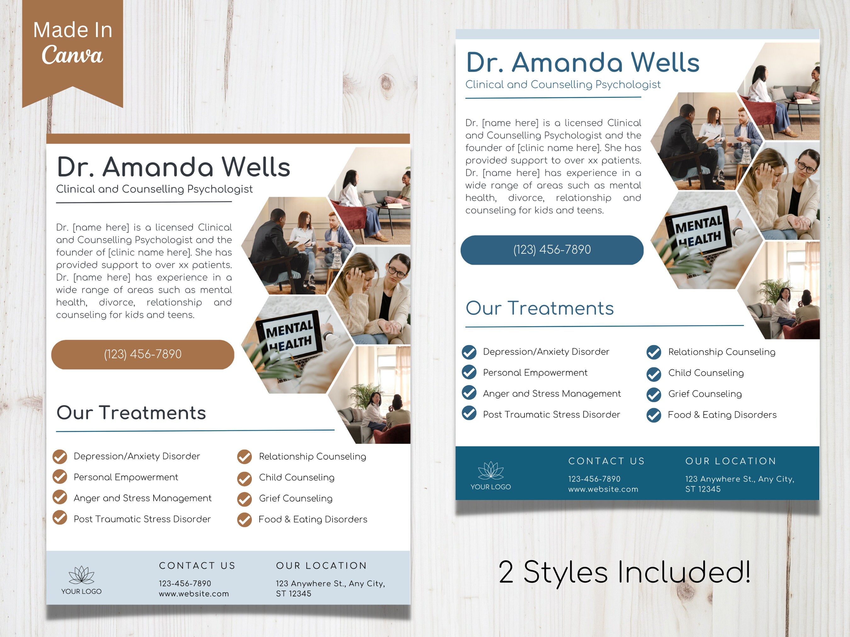 Counseling Psychology Therapy Flyer Templates Design, Editable ...
