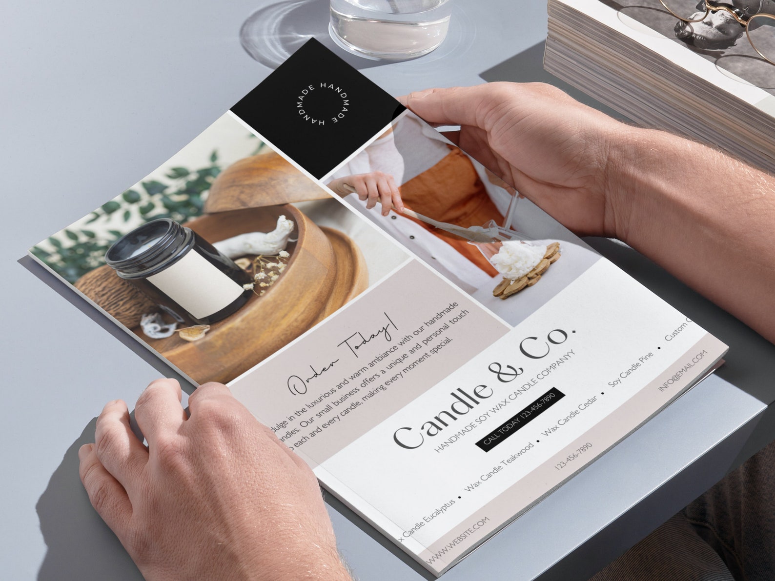 Soy Wax Candles Flyer Template, Editable Handmade Candle Making Small ...