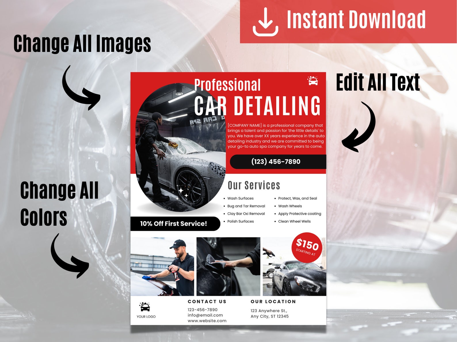 Car Detailing Flyer, DIY Flyer Template Design, Car Wash Flyer ...