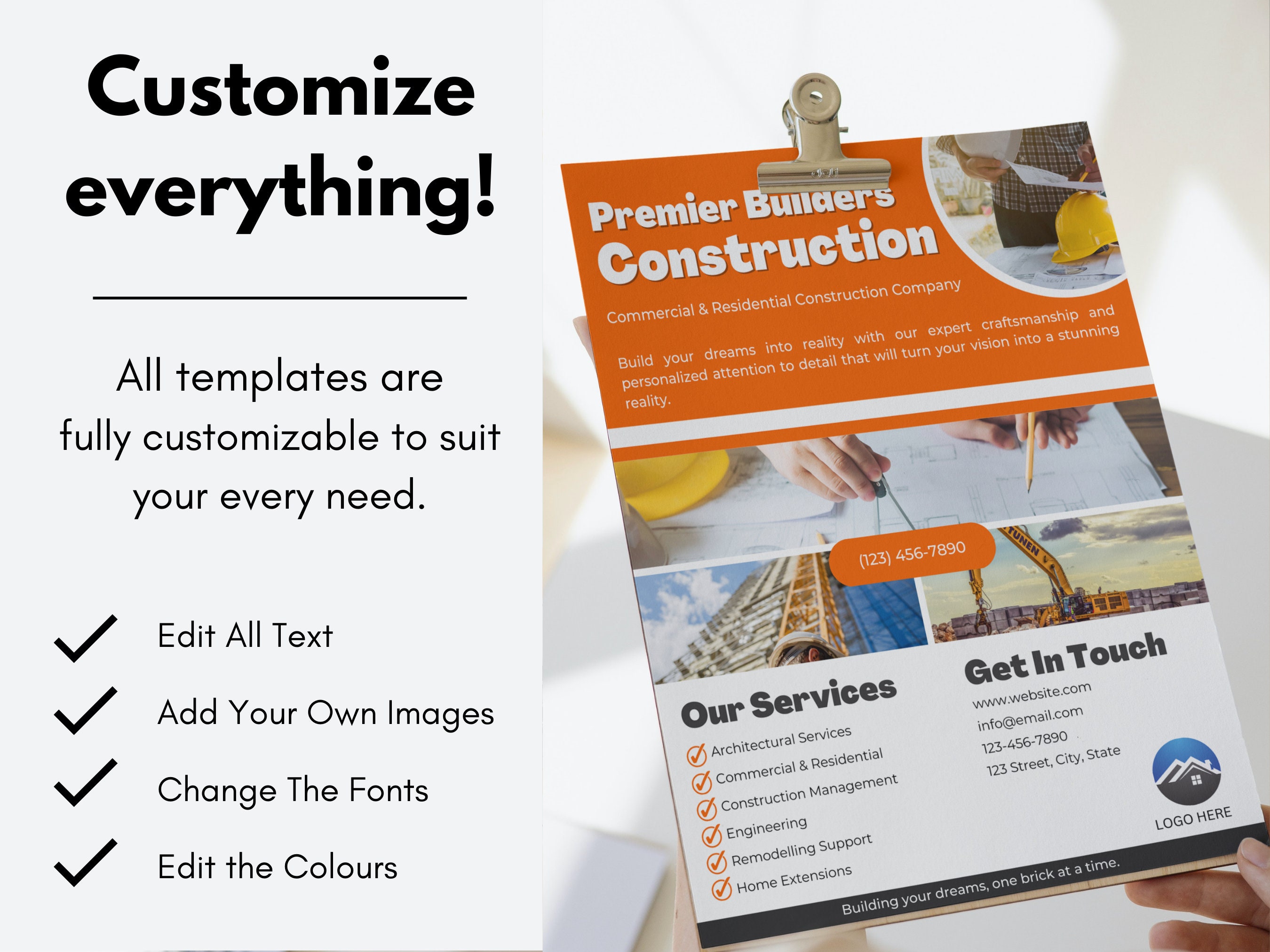 Construction Flyer Template, Printable Business Flyer Design, Handyman ...