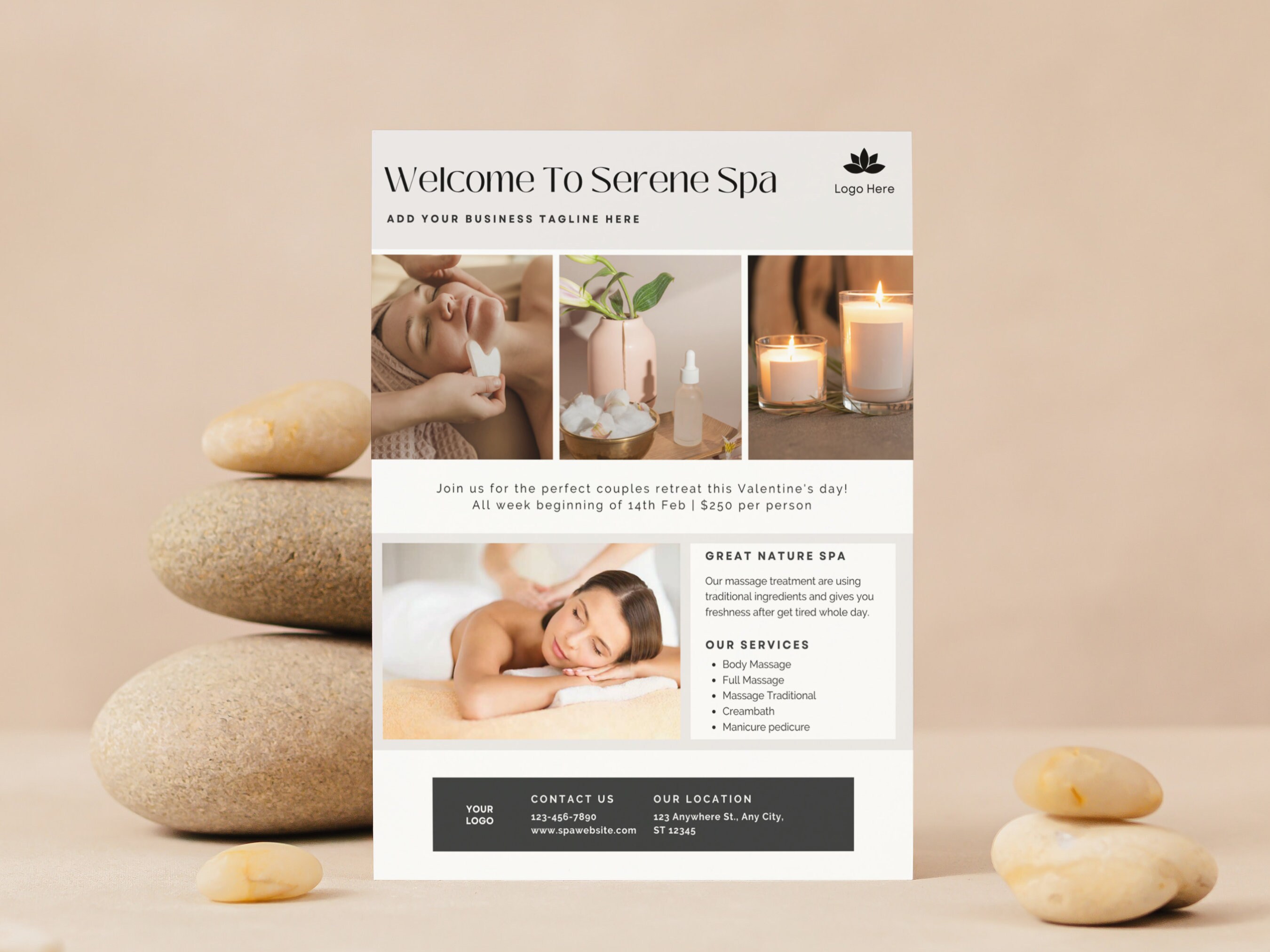 DIY Massage Spa Beauty Flyer Templates Design, Editable Printable ...