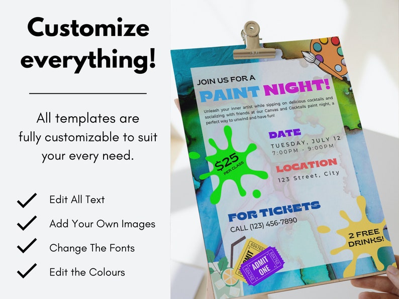 Editable Paint Night Template Sip and Paint Flyer DIY Paint - Etsy