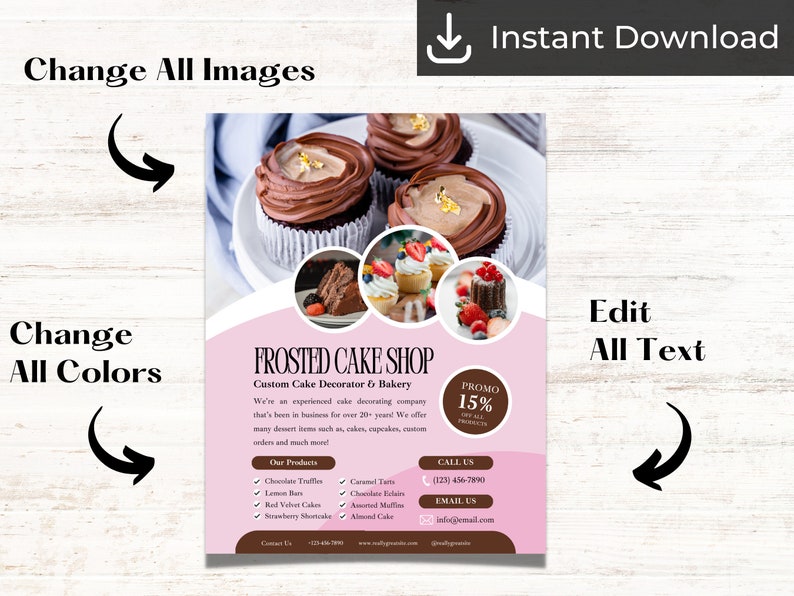 Bakery Flyer Template, Cake Business Flyer, Baking Dessert Flyer, DIY ...