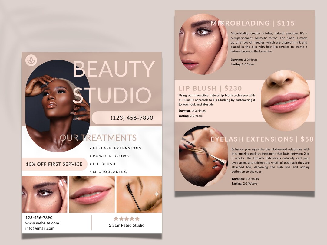 Beauty Flyer Brand Awareness Templates, PMU Promotional Flyer, Canva ...