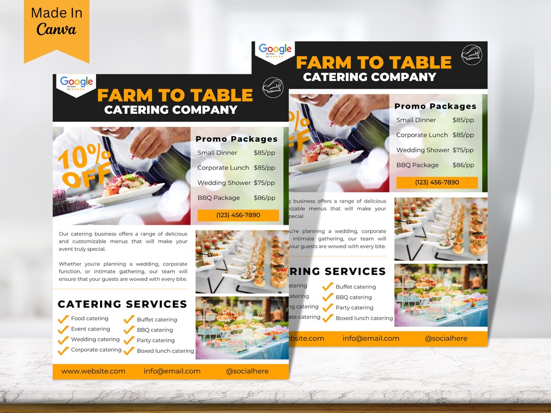 Catering Flyer Template, Editable Catering Flyer Guide, Instant ...