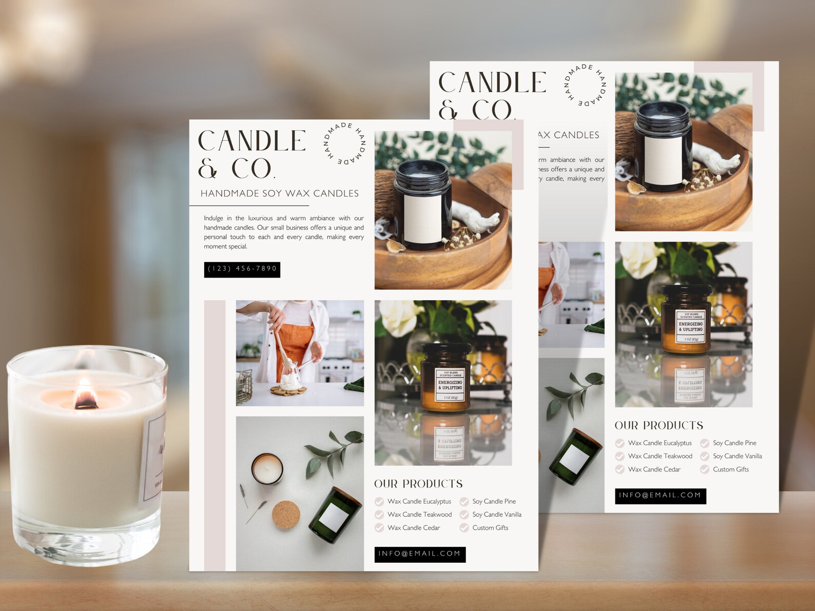 Soy Wax Candles Flyer Template, Editable Handmade Candle Making Small ...