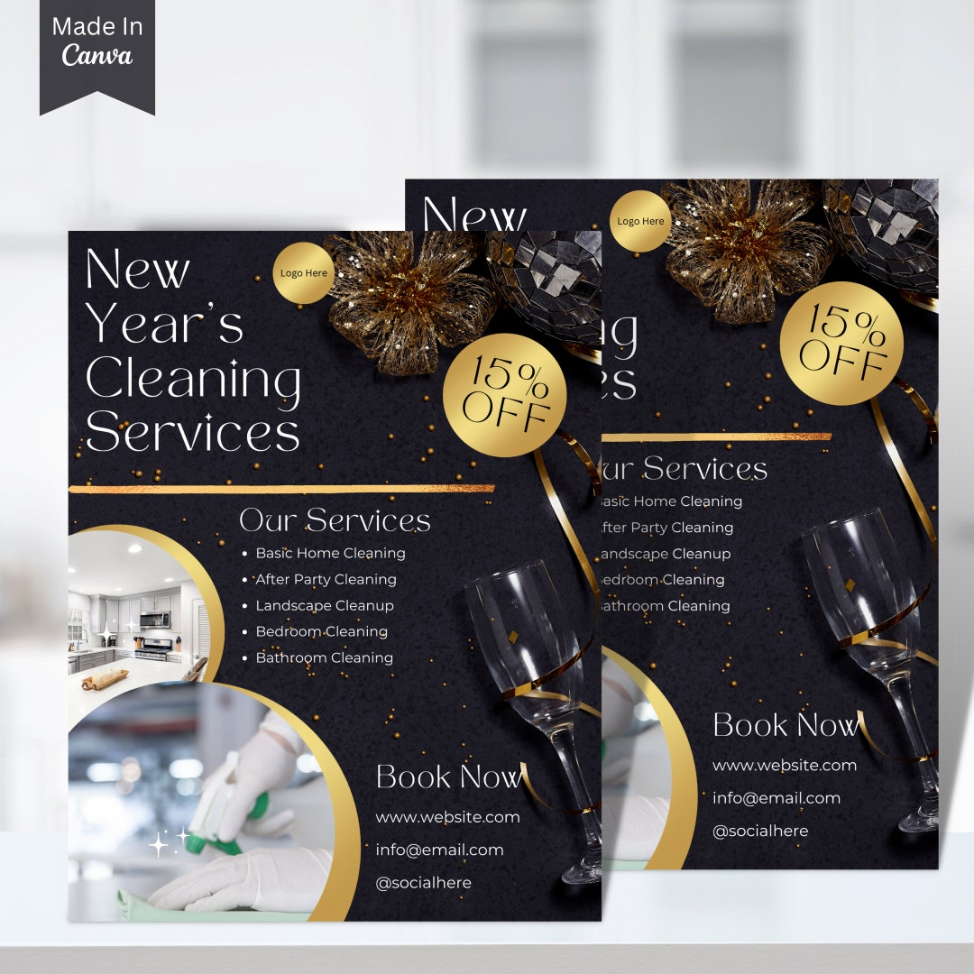 New Years Cleaning Flyer, DIY Sheet, Cleaning Service Poster ...